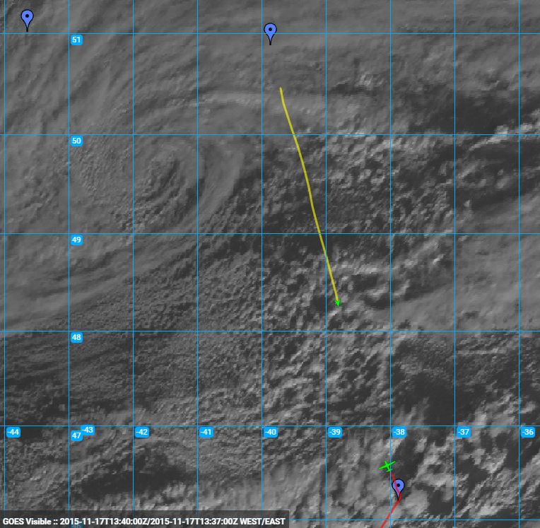1350Z GOES Visible Imagery and Flight Track | NASA Airborne Science Program