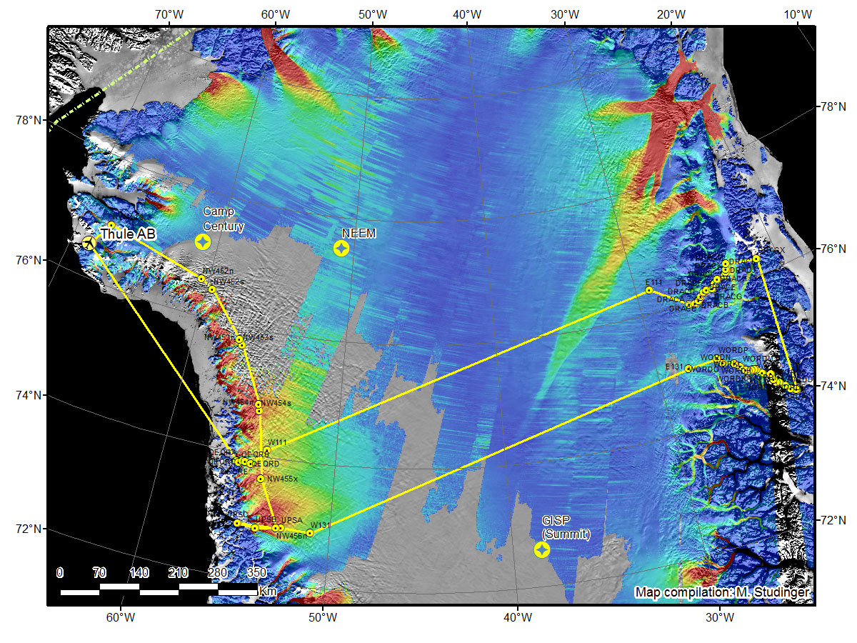 Today's flight plan in yellow. | NASA Airborne Science Program