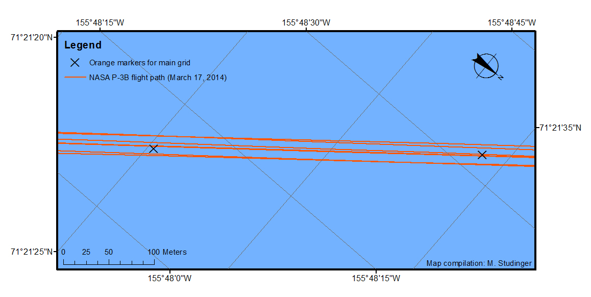 Trajectory map of the 7 passes over the NRL ground site near Barrow ...