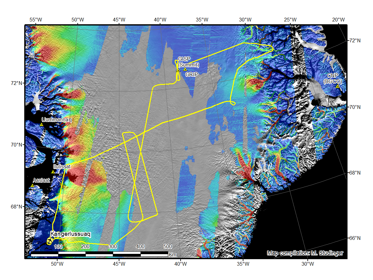 Figure 1: Trajectory of today's flight in yellow | NASA Airborne ...