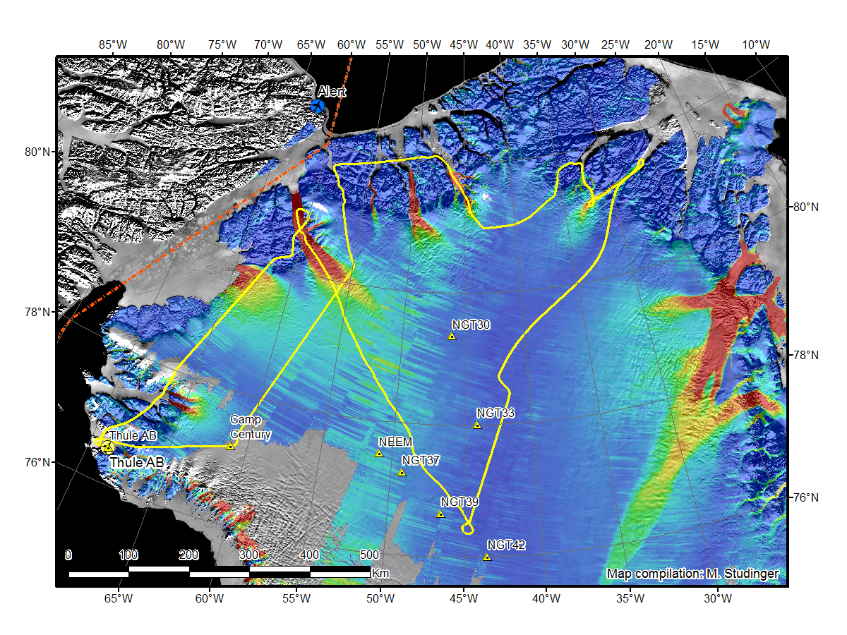 Figure 1: Today's trajectory in yellow. | NASA Airborne Science Program